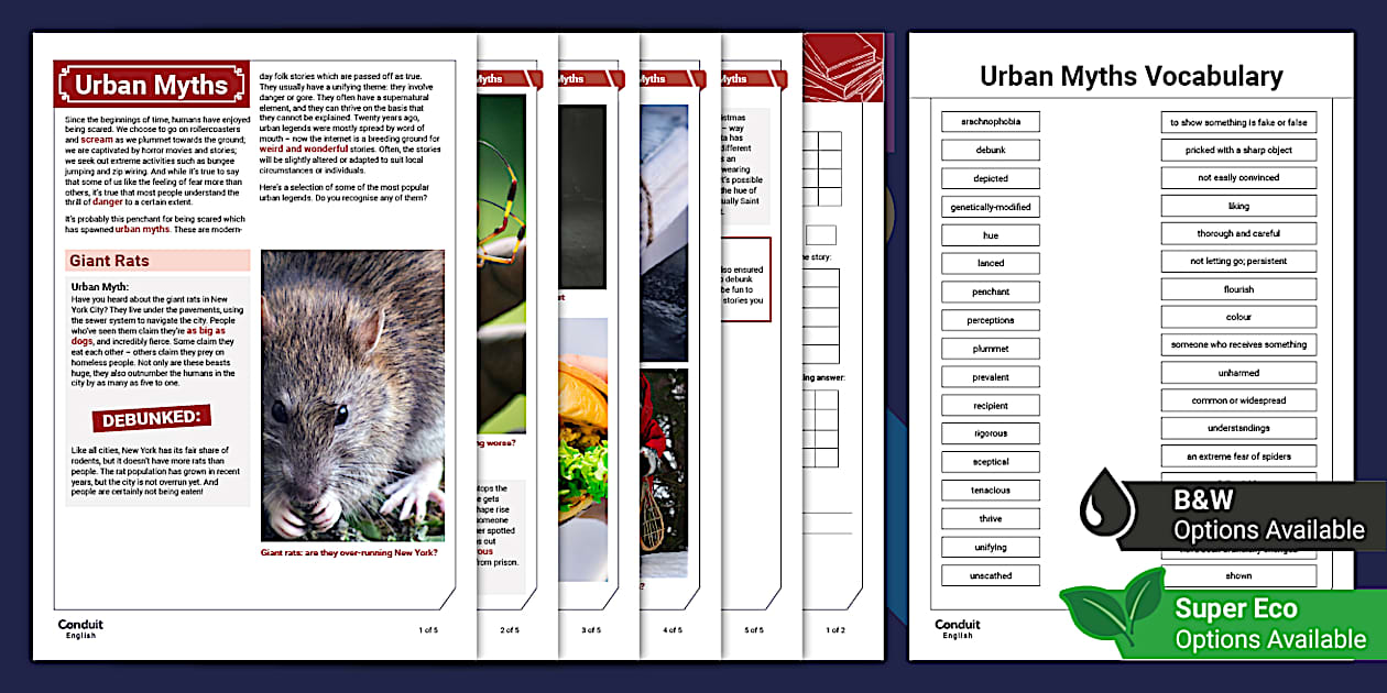 BGE Reading Comprehension: Urban Myths - Twinkl