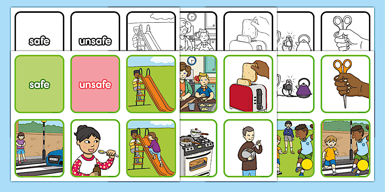 Safe and Unsafe Sorting Cards (teacher made) - Twinkl