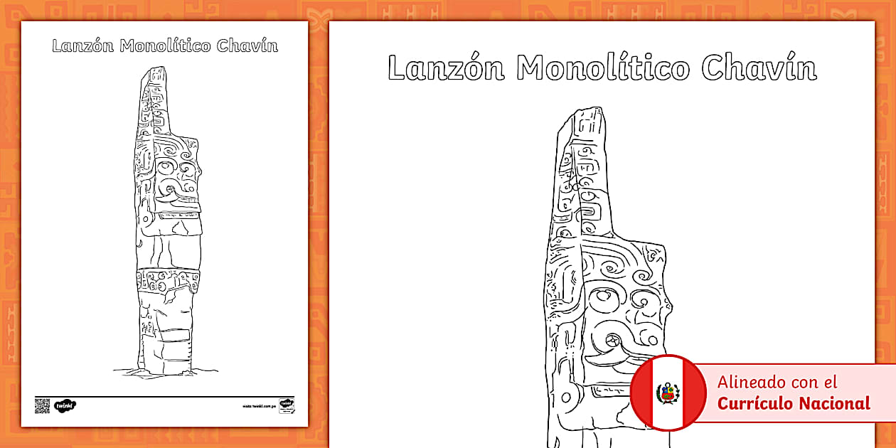 Dibujo del Lanzón Monolítico para colorear | Twinkl Perú