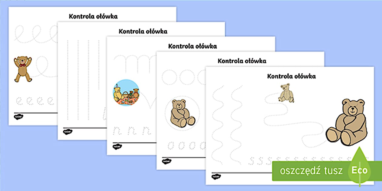 Grafomotoryka: Pluszowy Miś - Karty Pracy (teacher made)