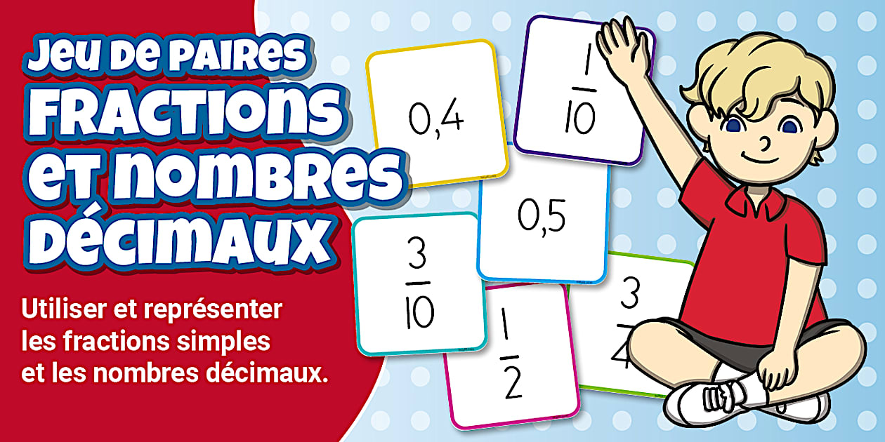 Jeu de paires : Fractions et nombres décimaux
