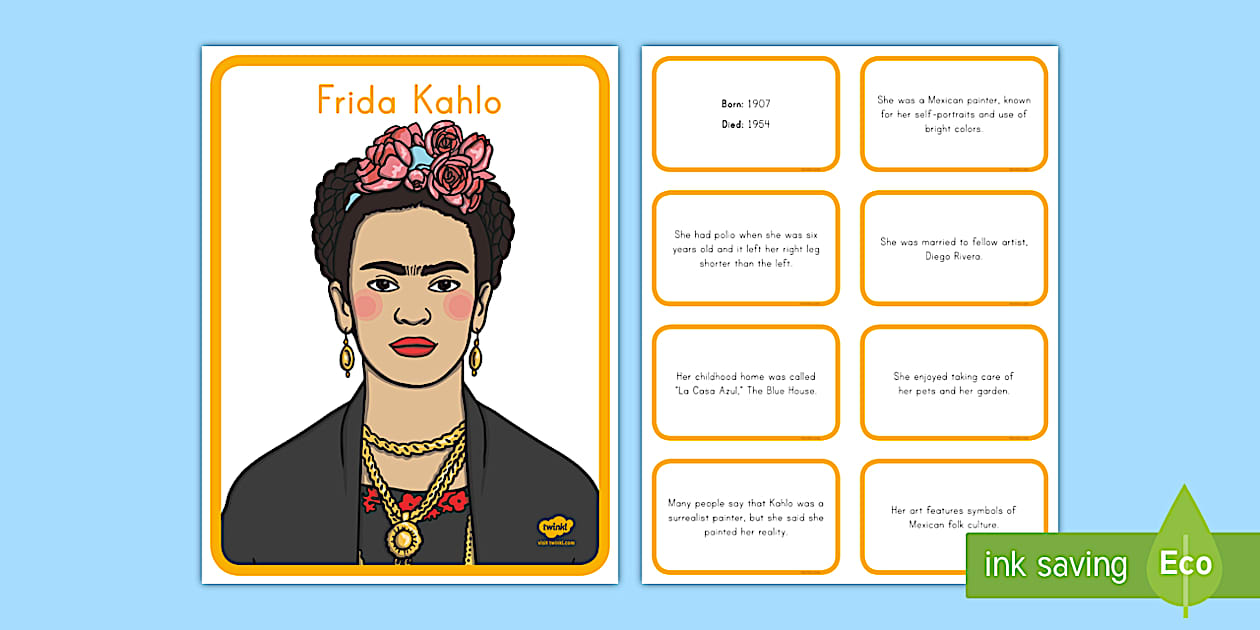 Frida Kahlo Fact Cards and Poster | Art & History | Twinkl