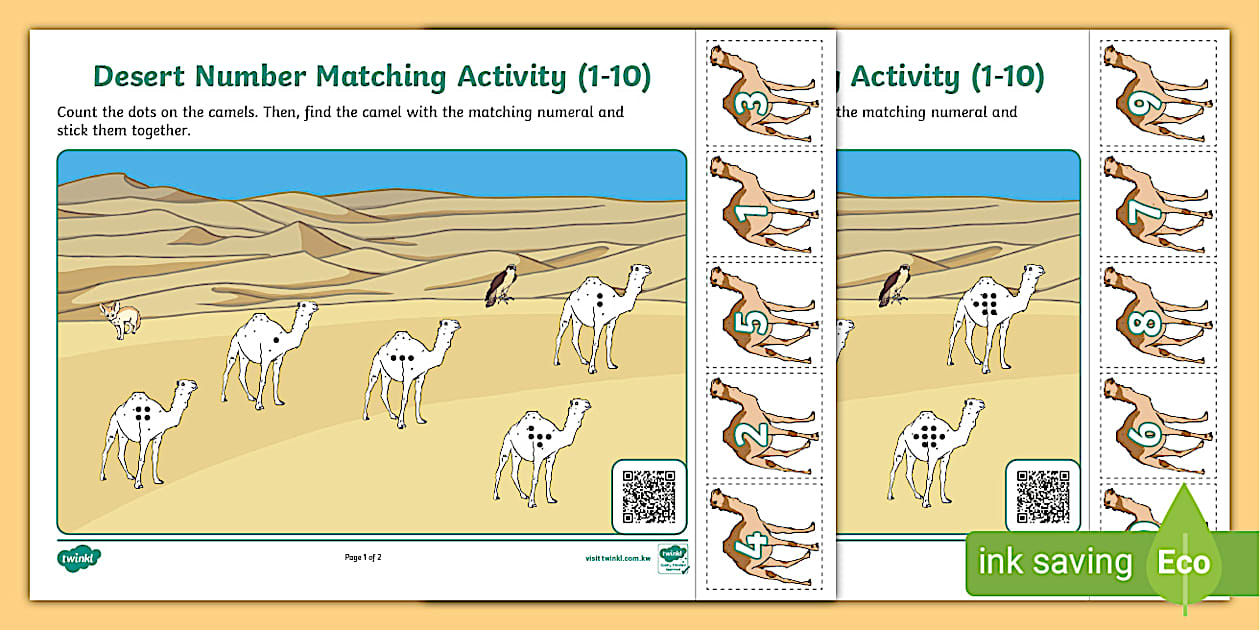 Desert Number Matching Activity (1-10) (teacher made)