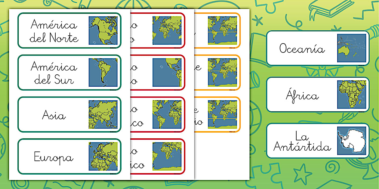 Tarjetas de vocabulario: Las partes del planeta Tierra
