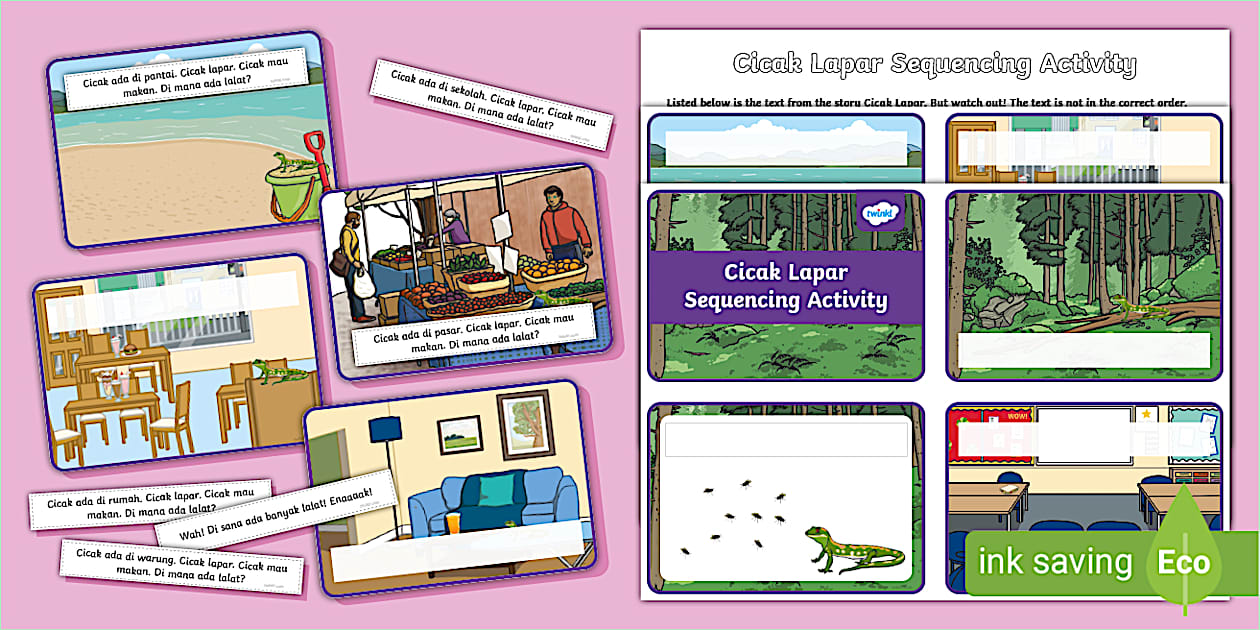 Cicak Lapar - Indonesian Story Sequencing Activity