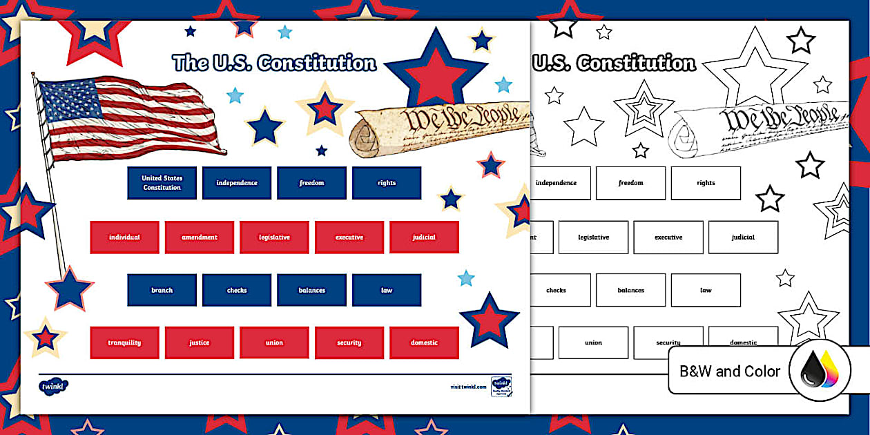 The U.S. Constitution Vocabulary Mat (Teacher-Made) - Twinkl