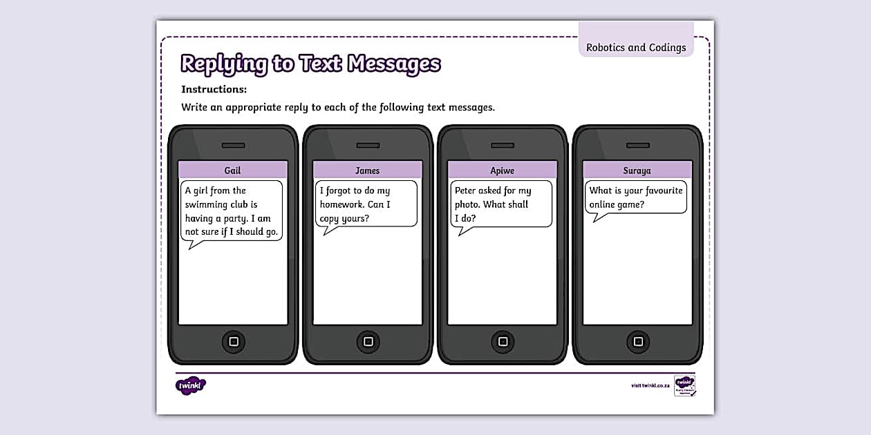 Robotics and Coding Replying to Text Messages - Twinkl
