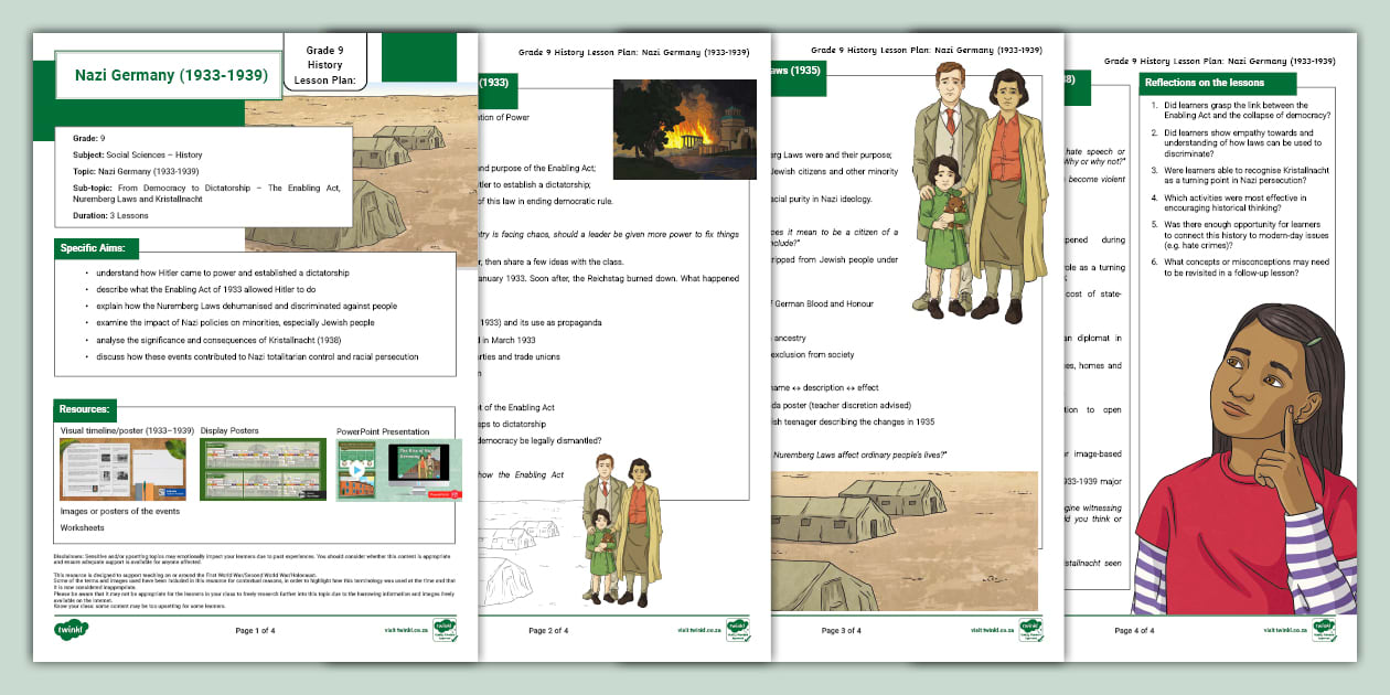 Grade 9 History Lesson Plan: Nazi Germany (1933-1939)