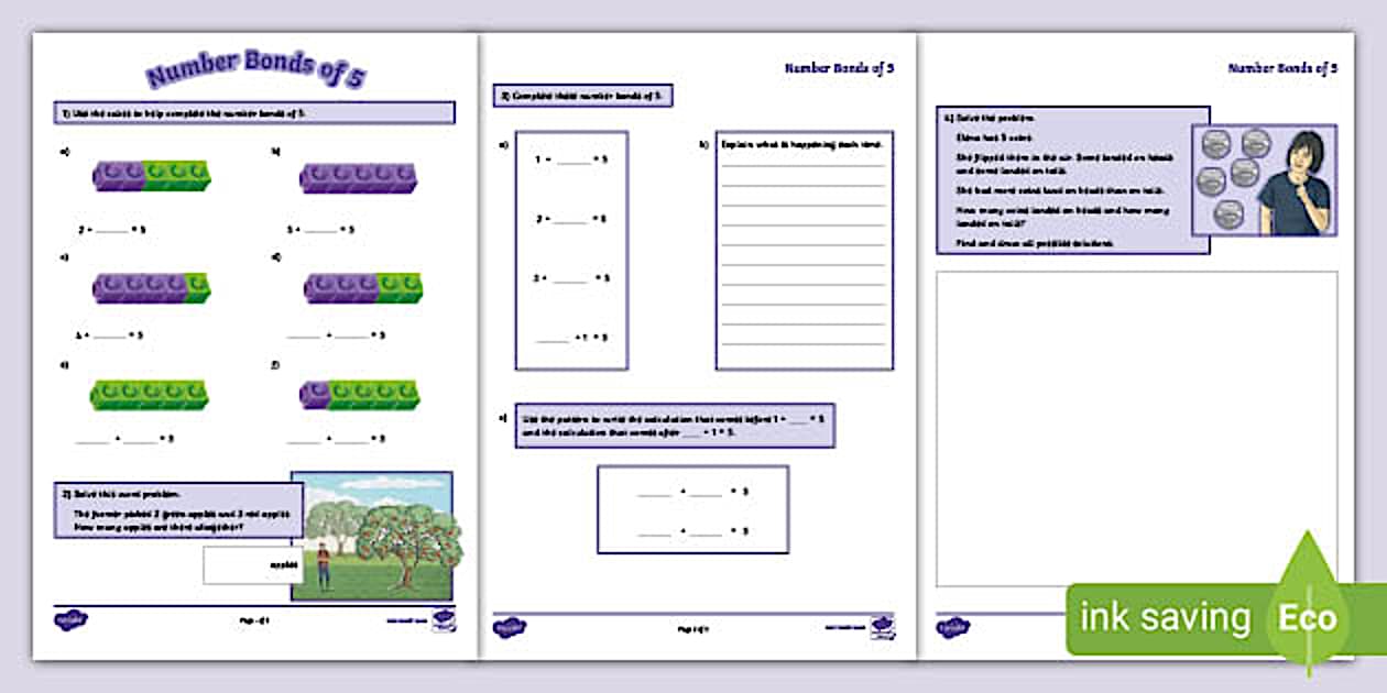 👉 KS2 Maths Number Bonds of 5 Mastery Worksheet - Twinkl
