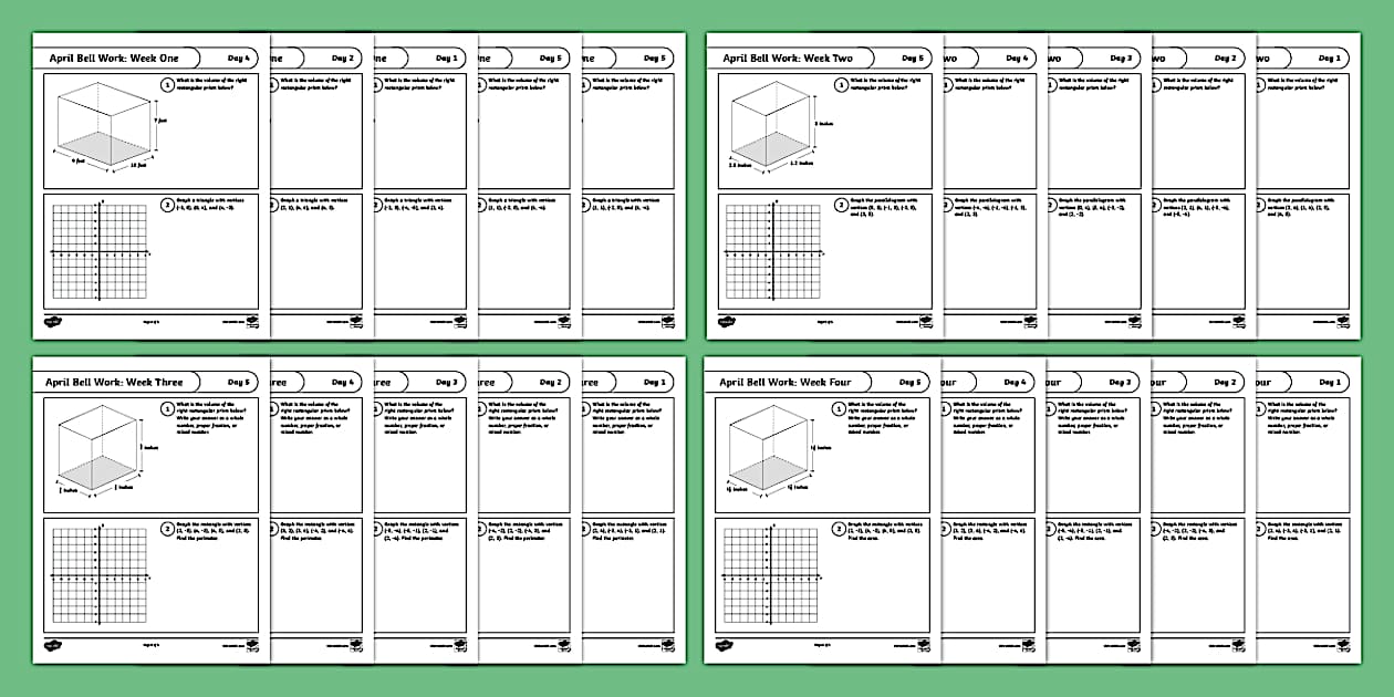 Sixth Grade Math April Bell Work Bundle (teacher made)