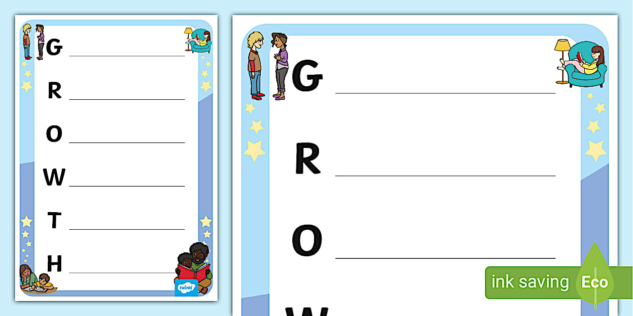 Growth Acrostic Poem Template (teacher made) - Twinkl