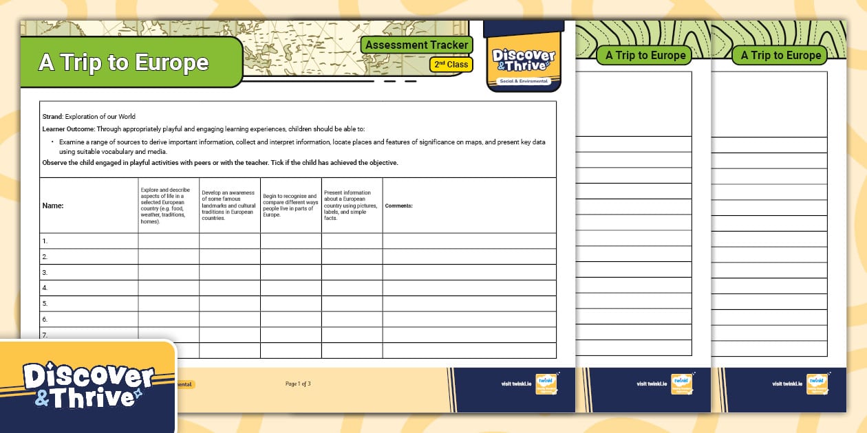 A Trip to Europe Assessment Tracker 2nd Class