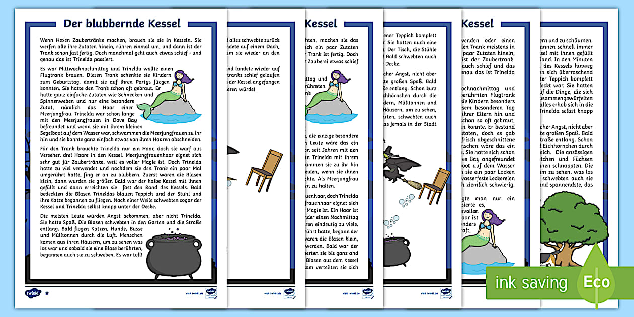 Der blubbernde Kessel Geschichte zum Vorlesen (teacher made)