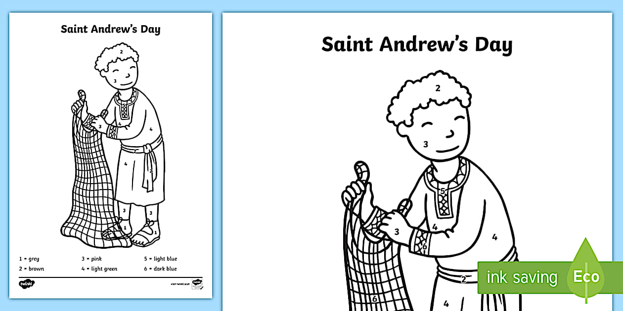 Saint Andrew's Day Color by Number (Teacher-Made) - Twinkl