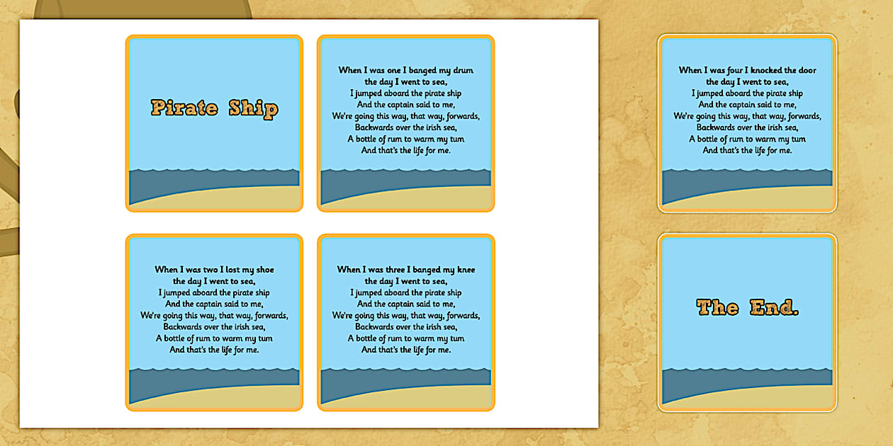 Pirate Ship Counting Song Sequencing Cards (Lehrer gemacht)