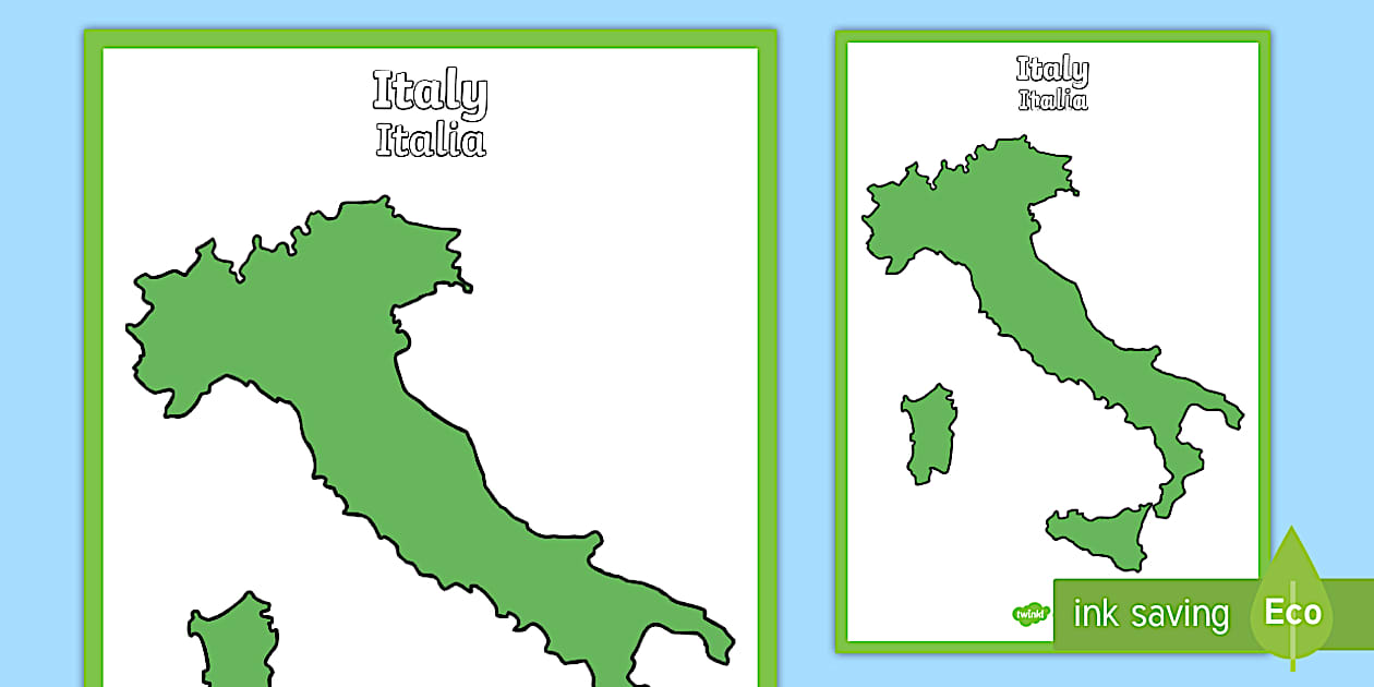 Blank Map of Italy (teacher made) - Twinkl