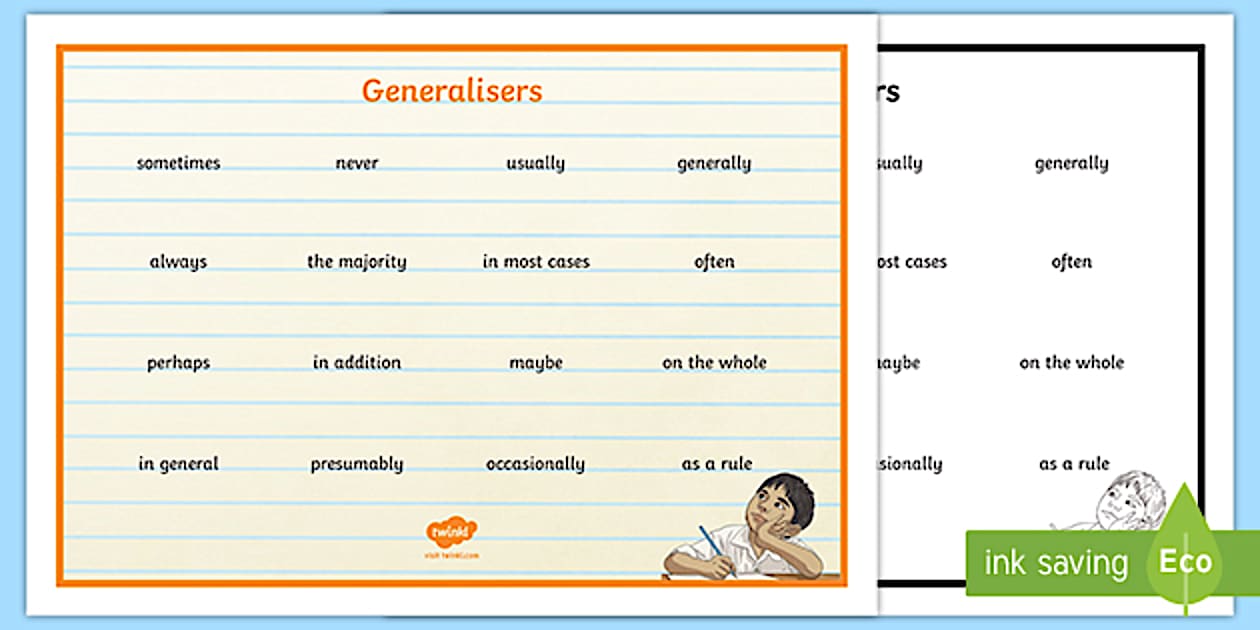 Generalisers Word Mat (teacher made) - Twinkl