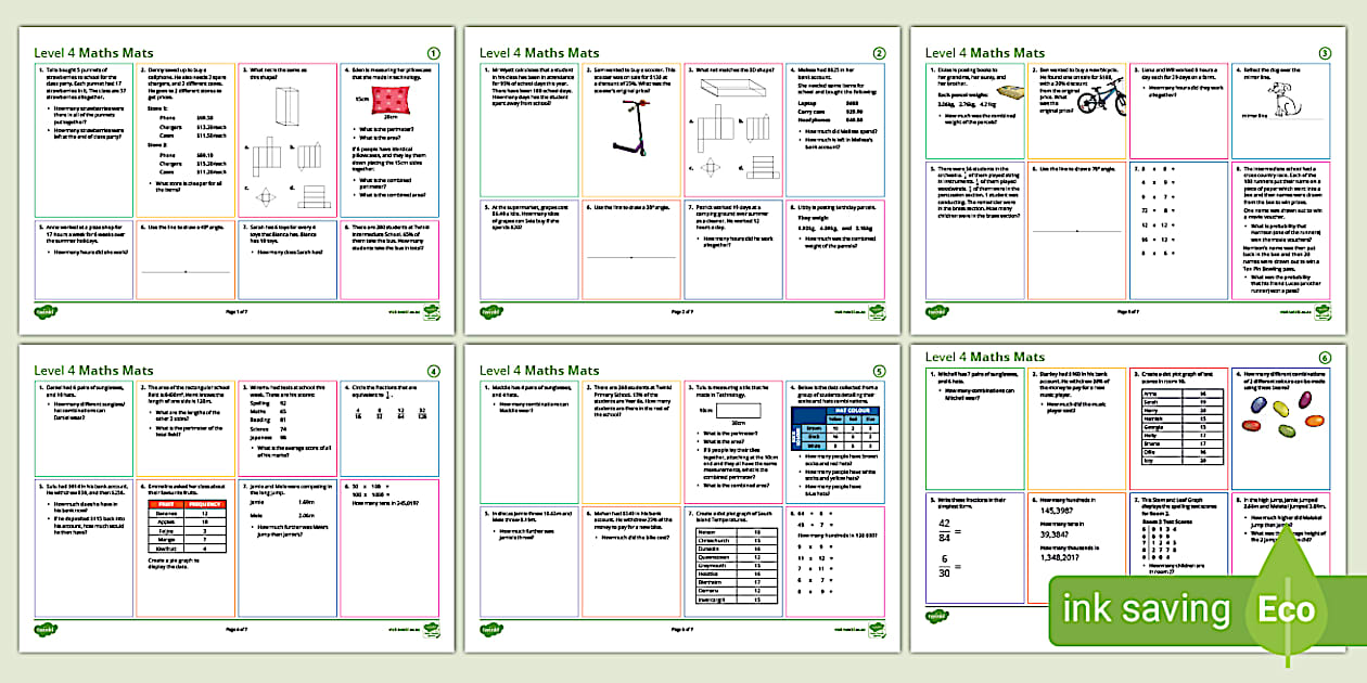 New Zealand Level 4 Maths Activity Mats (Teacher-Made)
