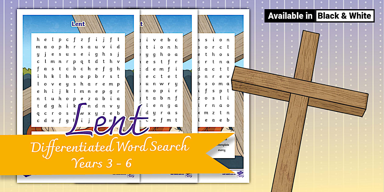 Twinkl Australia Lent Differentiated Word Search Years 3-6