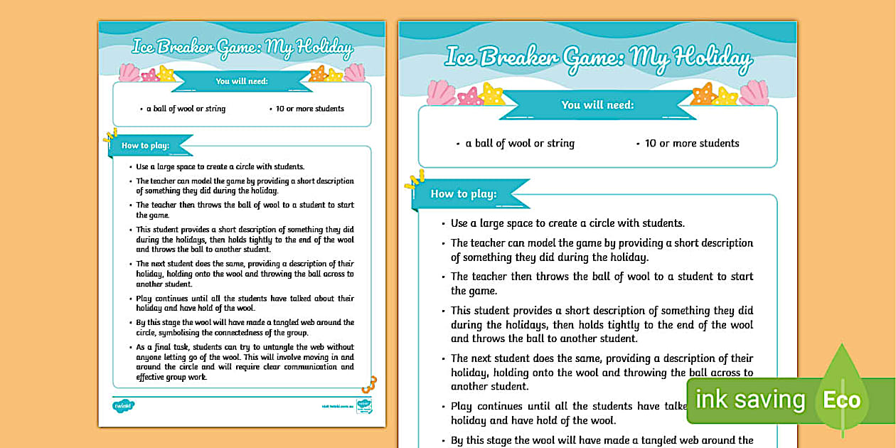 Ice Breaker Game: My Holiday (professor feito) - Twinkl