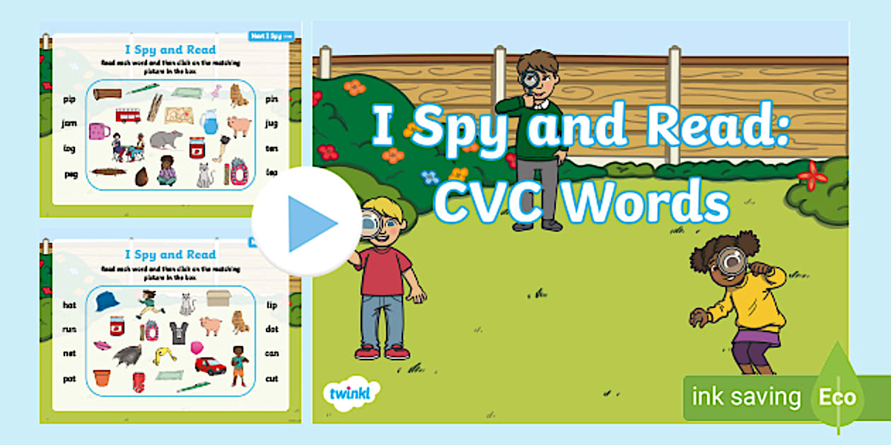 I Spy and Read: CVC Words Activity PowerPoint (teacher made)