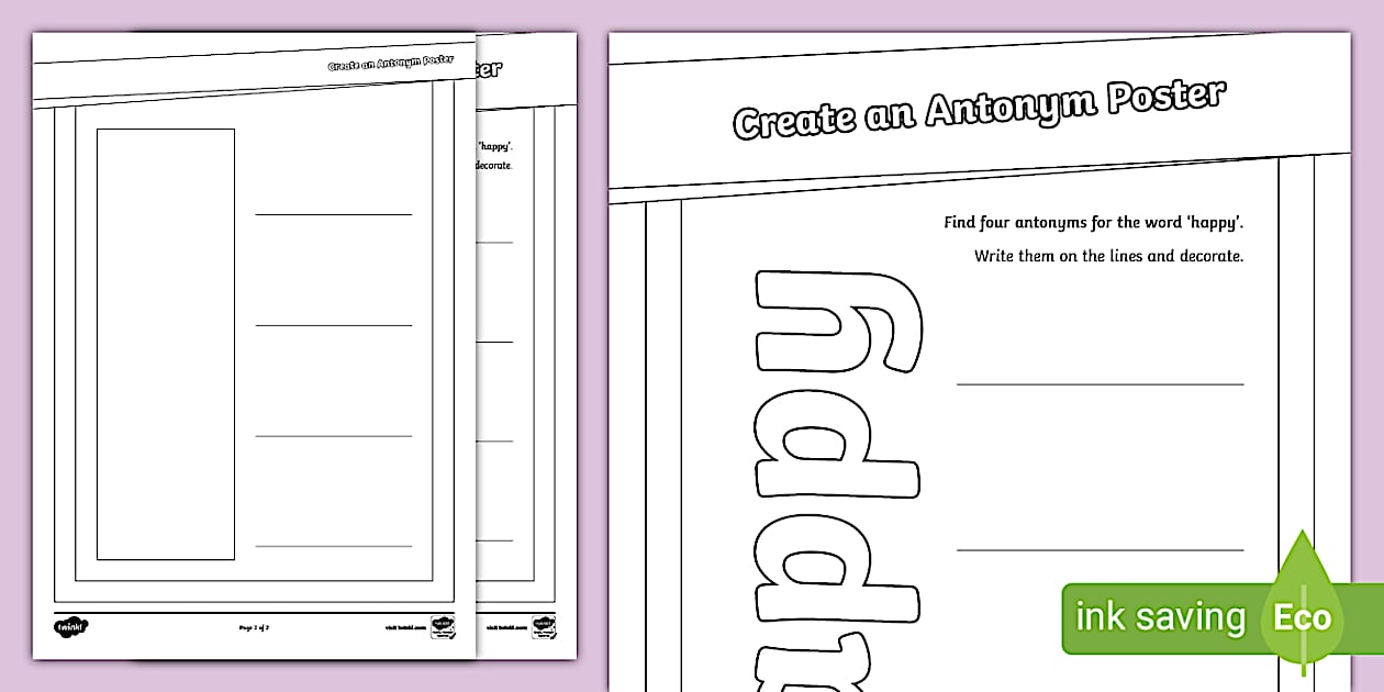 Create an Antonym Poster (teacher made) - Twinkl
