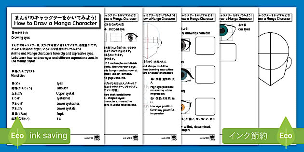 How to Draw a Manga Character- Drawing Eyes English and Japanese ...