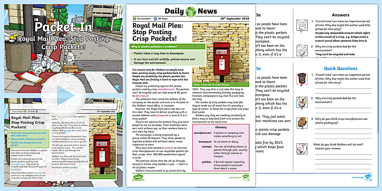 UKS2 Crisp Packets in the Post Daily News Resource Pack