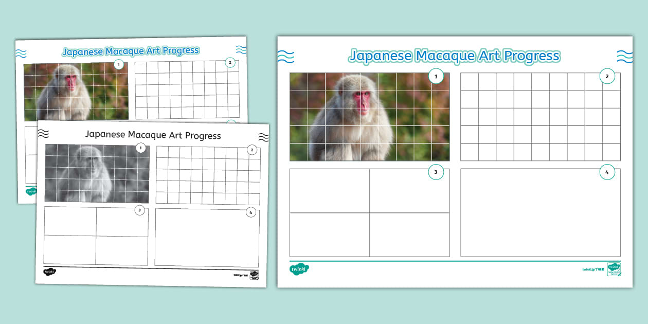 Japanese Macaque Art Progress Template (teacher made)