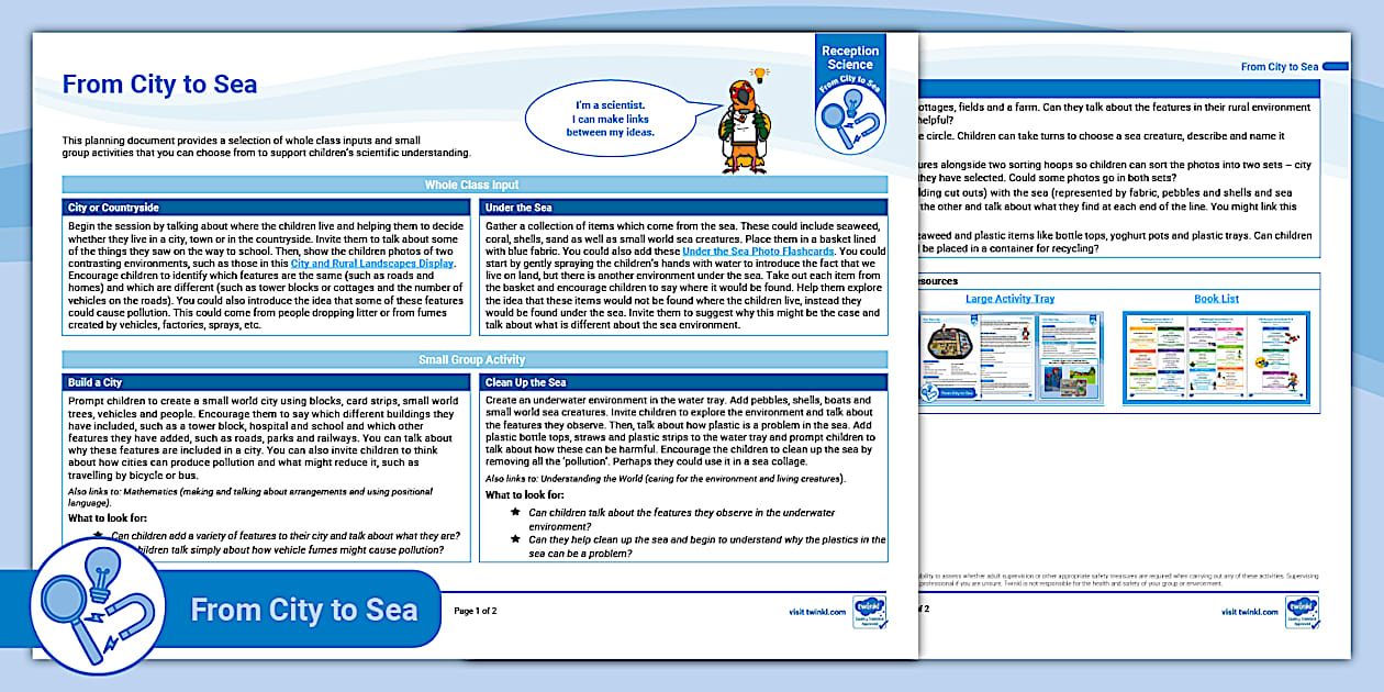 EYFS Science Plan: From City to Sea (White Rose Science)