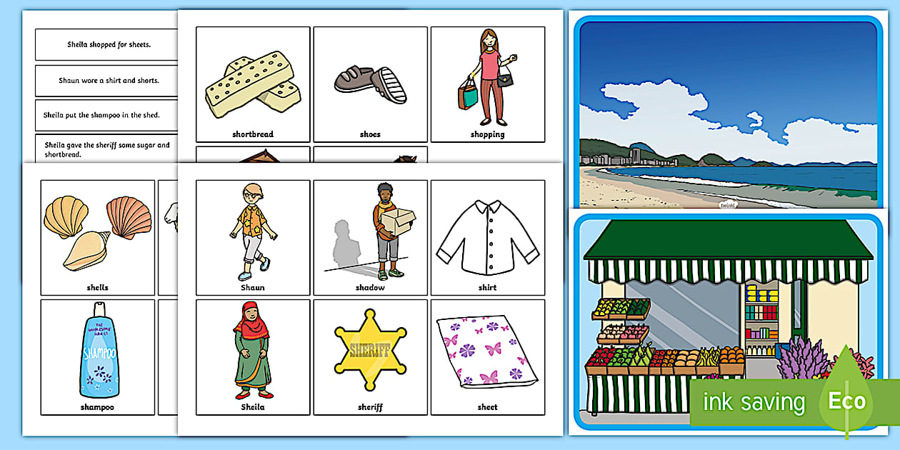 Editable Silly SH Sound Sentences Cut and Stick Pictures