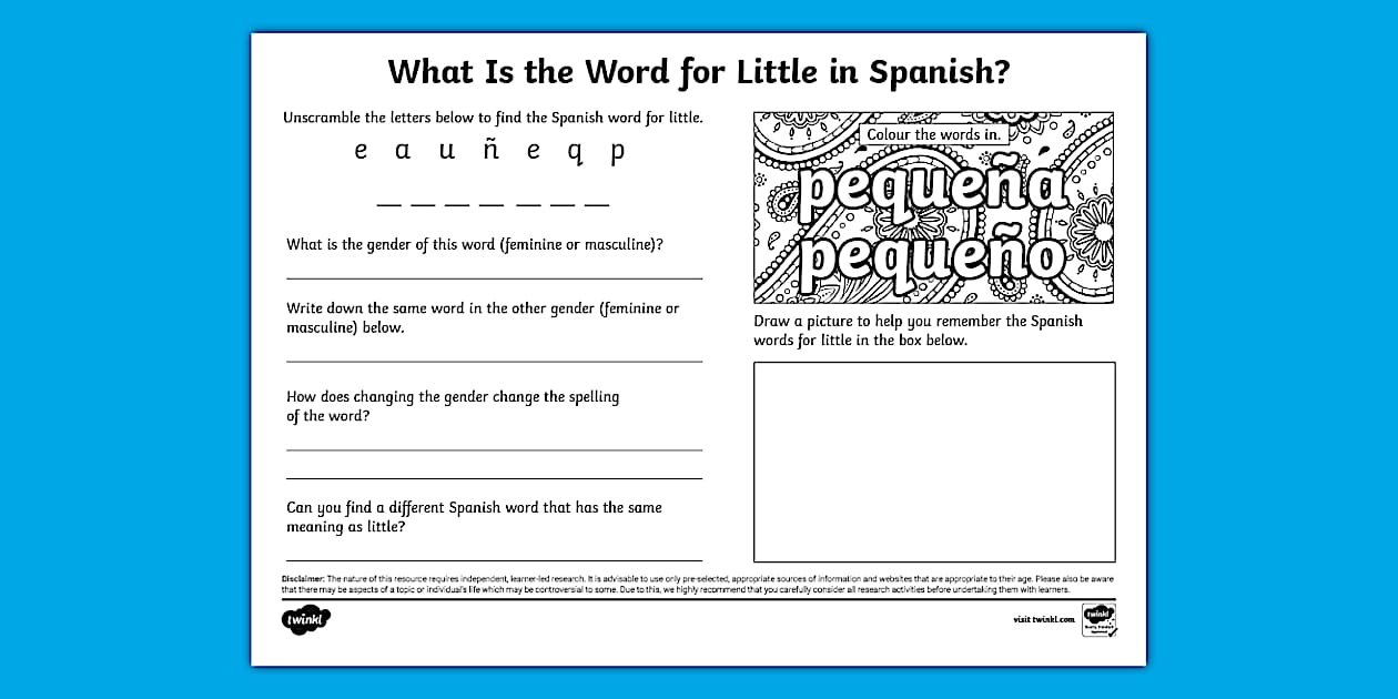 👉 Little in Spanish: Language Activity (teacher made)