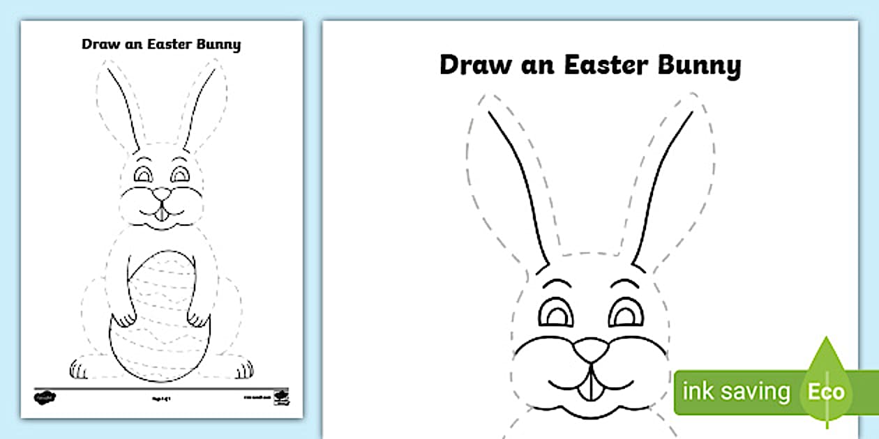 EYFS Draw an Easter Bunny Pencil Control Activity - Twinkl
