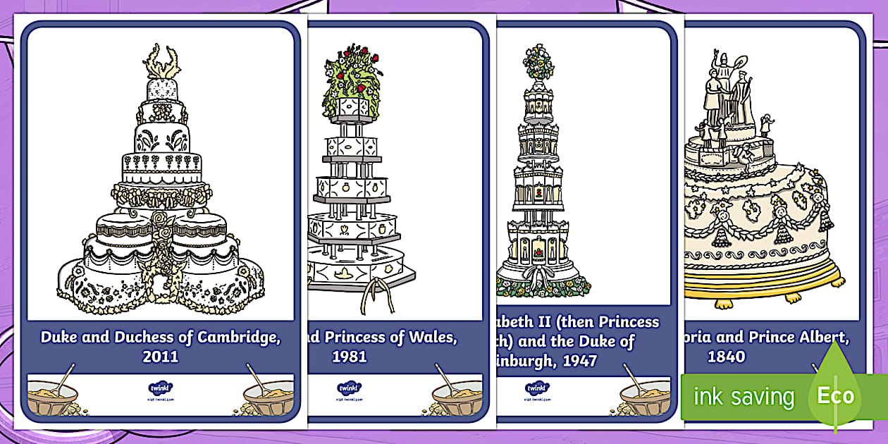 Royal Wedding Cakes through the Ages A4 Display Posters