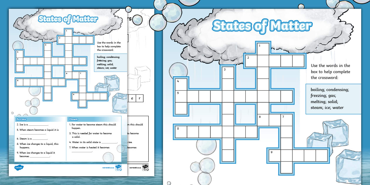 States of Matter - Crossword (Teacher-Made) - Twinkl
