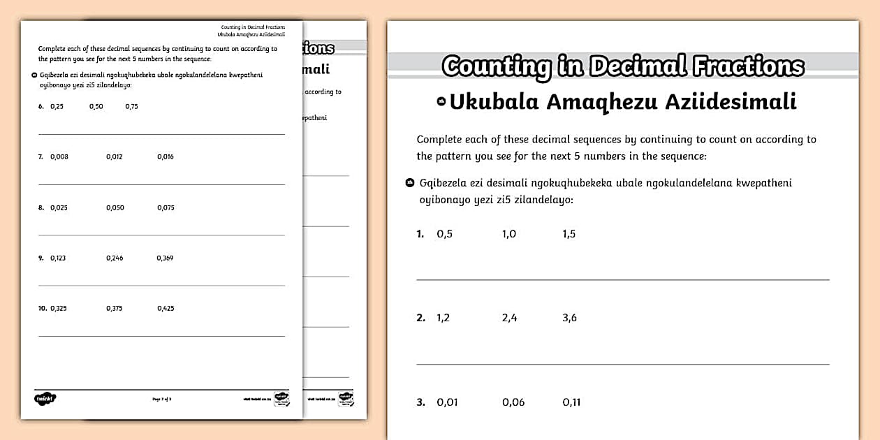 Grade 7 Maths Counting in Decimal Fractions IsiXhosa/English