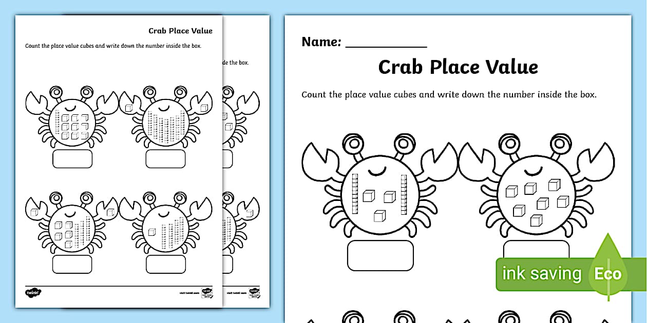 Crab Place Value Activity Sheet (teacher made) - Twinkl