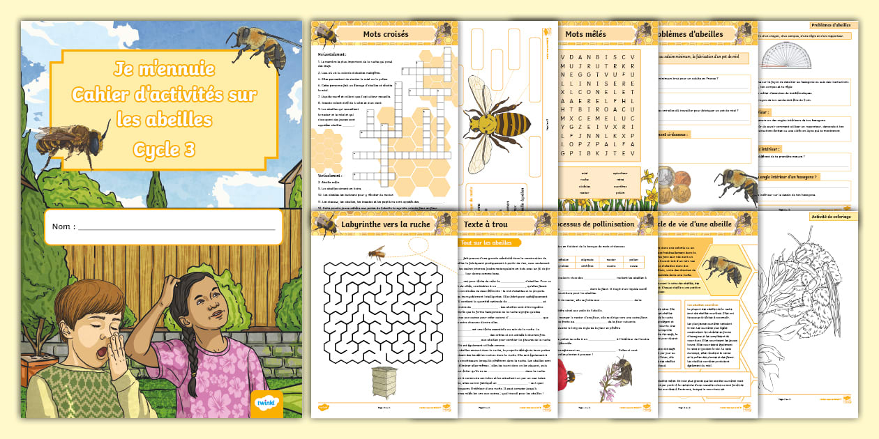 Je m'ennuie - cahier d'activités sur les abeilles - cycle 3