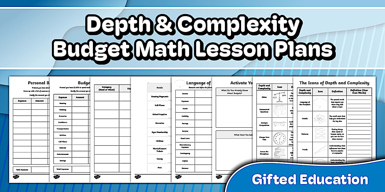 Depth and Complexity Budget Math Lesson Plans