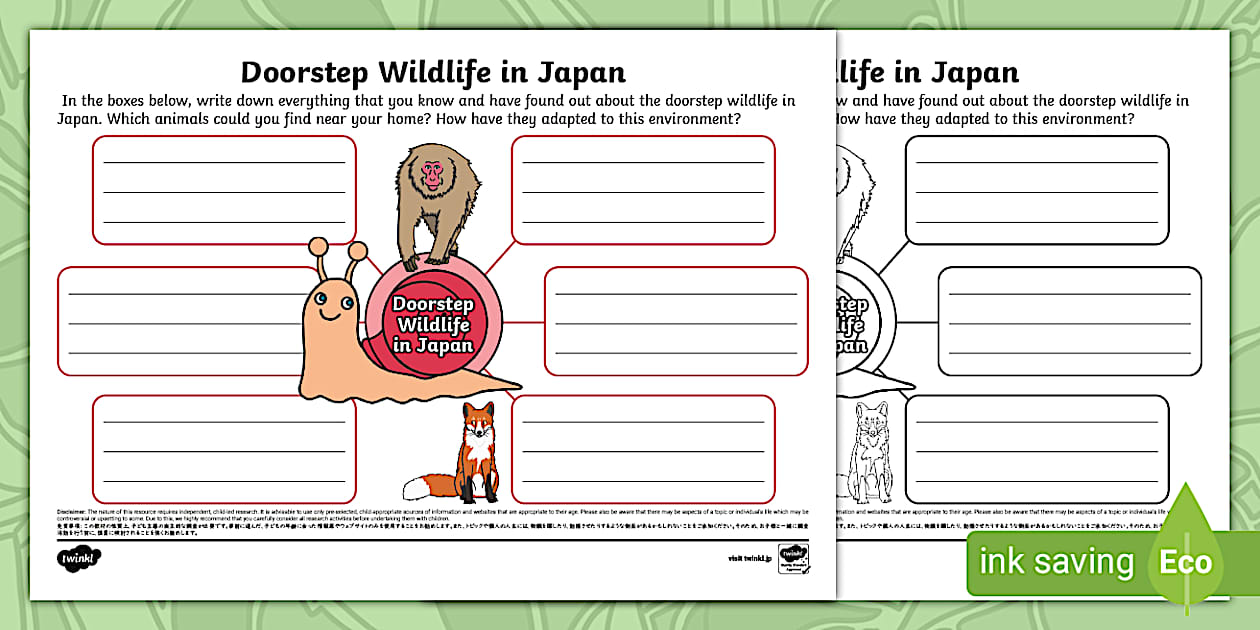 Doorstep Wildlife in Japan Mind Map - Twinkl