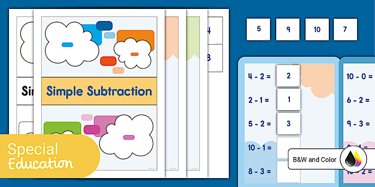 Simple Subtraction File Folder for Special Education