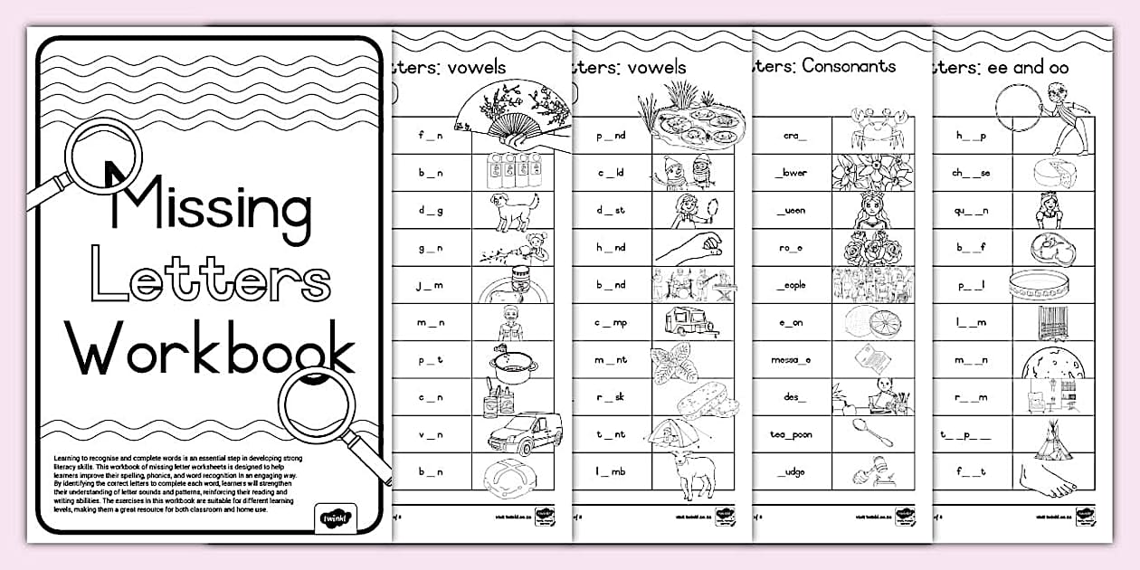 English Missing Letters Workbook 1 (teacher made) - Twinkl