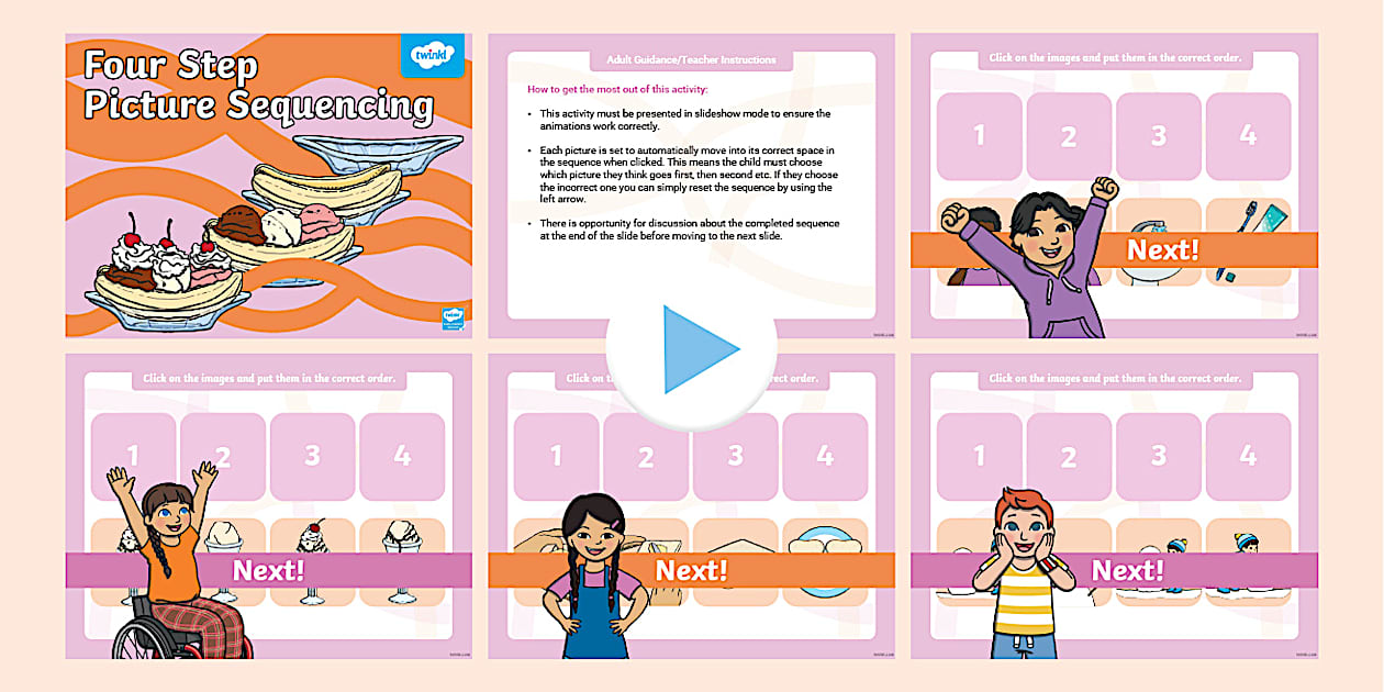 Four-Step Picture Sequencing PowerPoint - EYLF - Twinkl