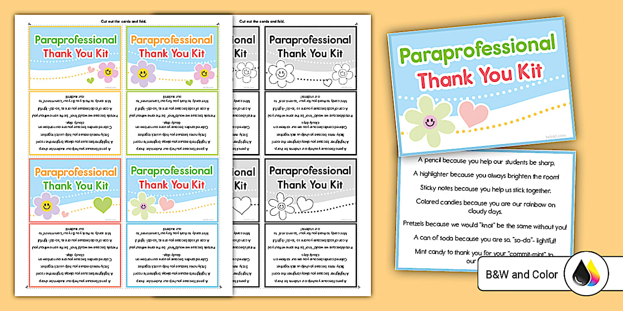 Paraprofessional Thank You Gift Tags | Thanks | Twinkl USA