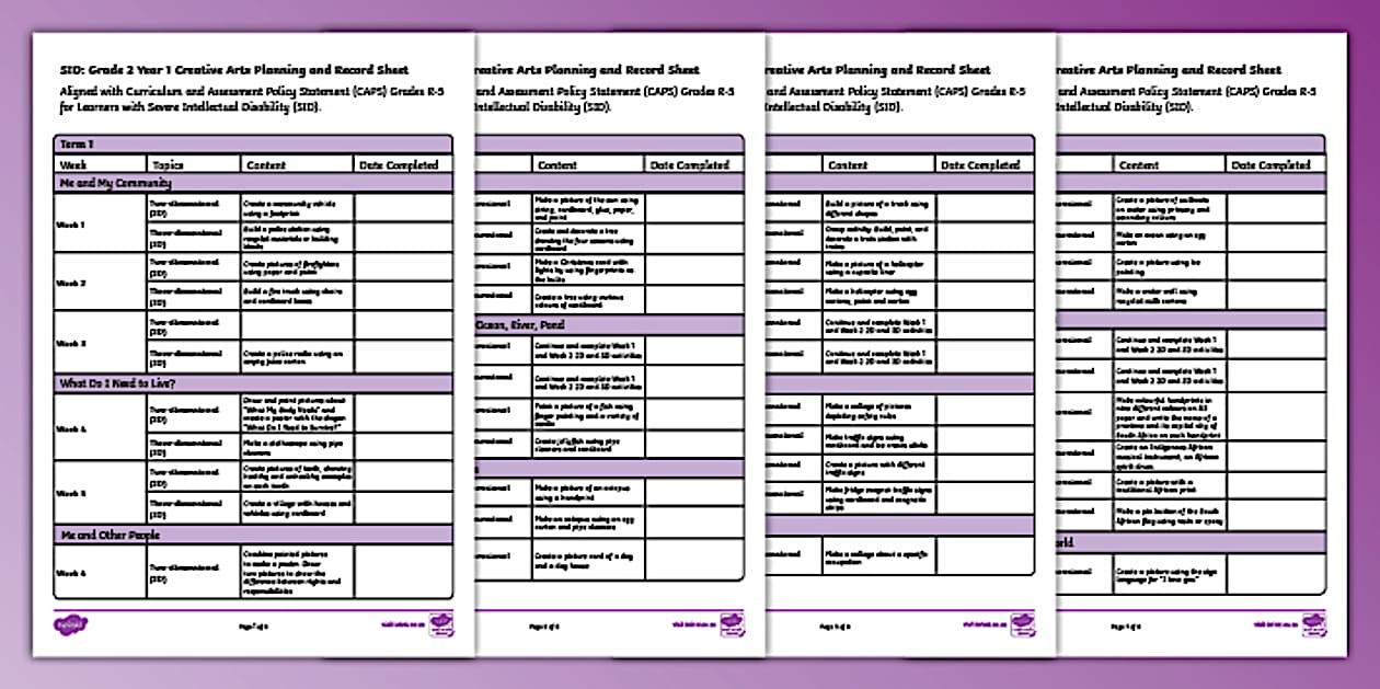 SID: Grade 2 Year 1 Creative Arts Planning and Record Sheet