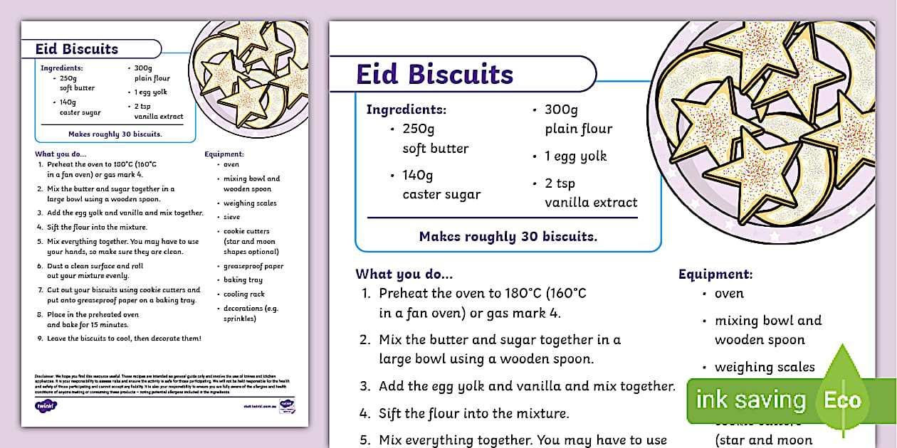 Making Eid Biscuits Recipe (teacher made) - Twinkl