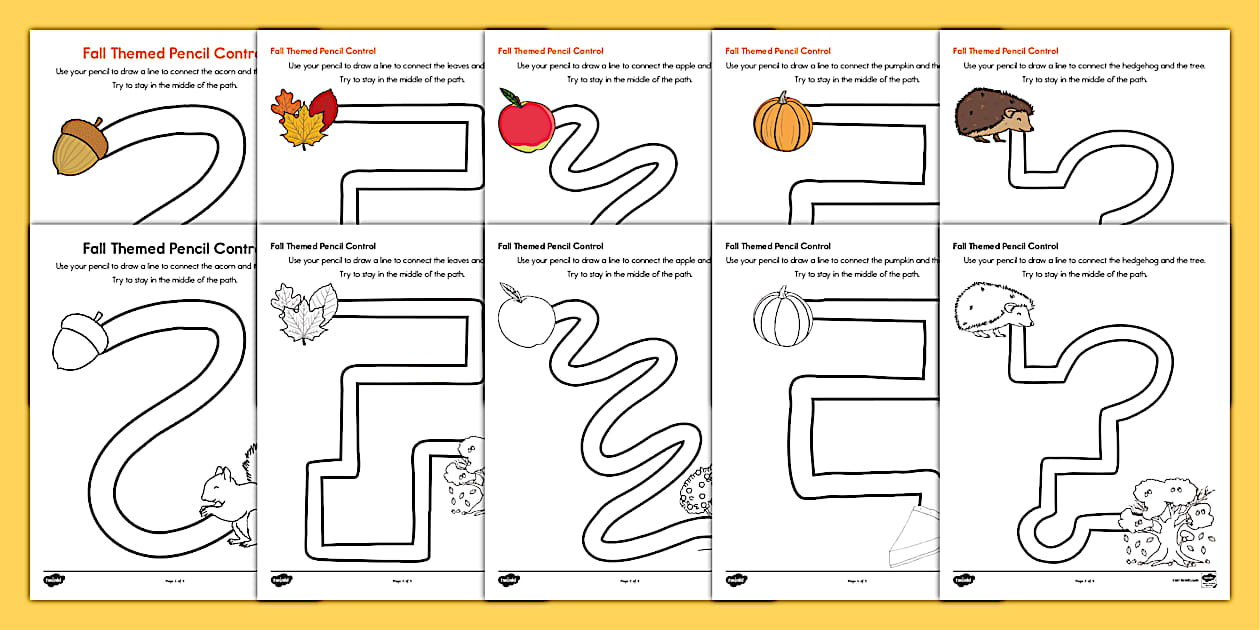 Editable Fall Pencil Control Maze (teacher made) - Twinkl