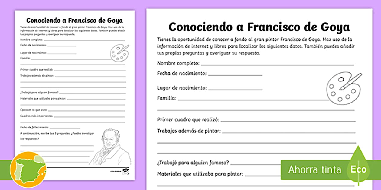 Ficha de actividad: Conociendo a Francisco de Goya - Twinkl