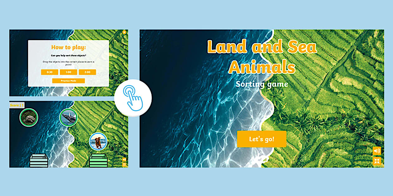 Land and Sea Animals Interactive Sorting Activity - Twinkl