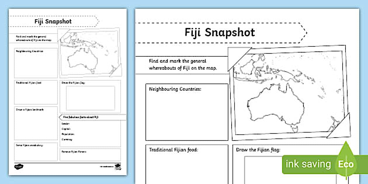 Fiji Worksheet | Snapshot | Twinkl Research Activity